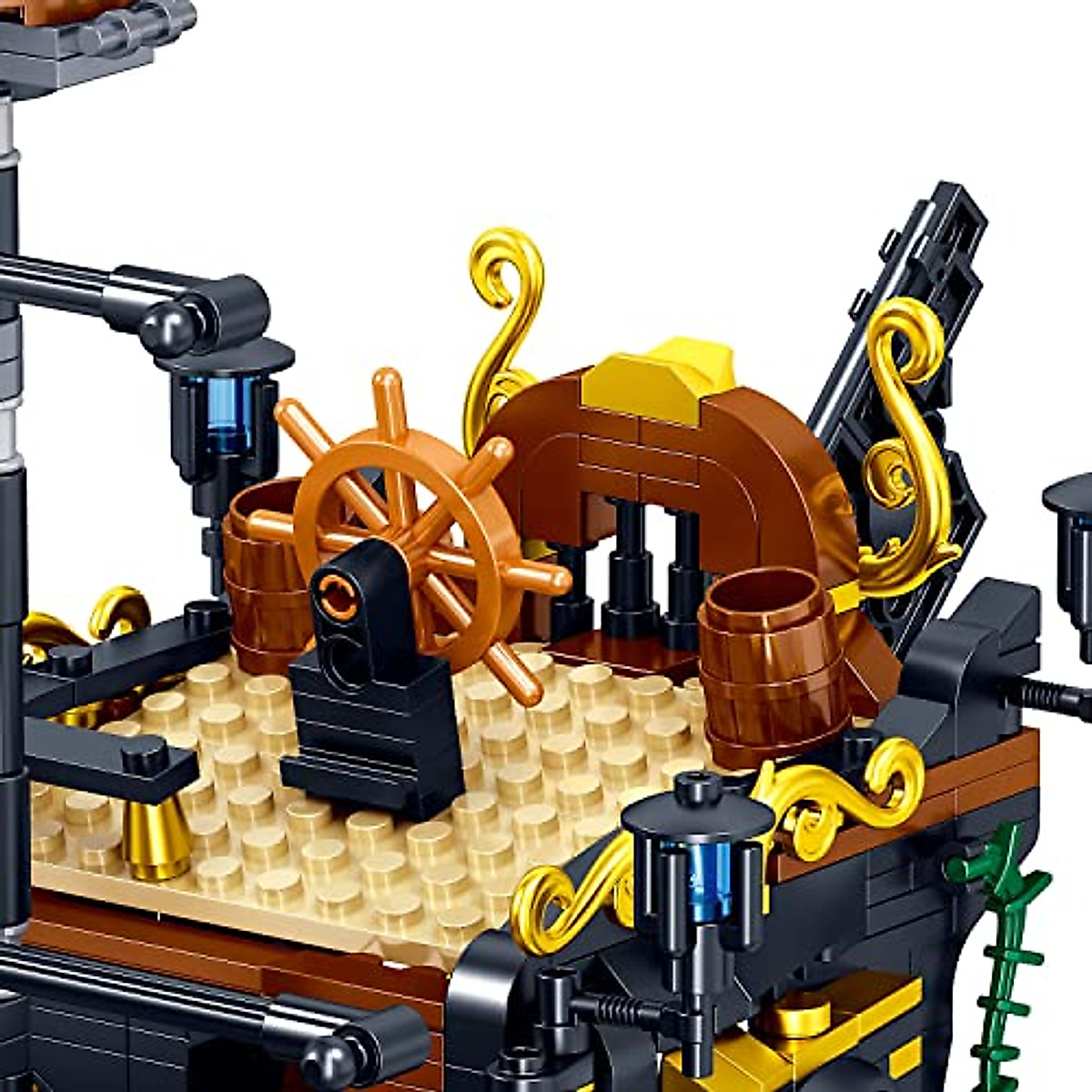 Mesiondy Pirate Ship Model，Pirate Ship Model Mini Building Blocks Kit, MOC Pirate Ship Building Sets for Boys Girls 14+ (1282Pcs)