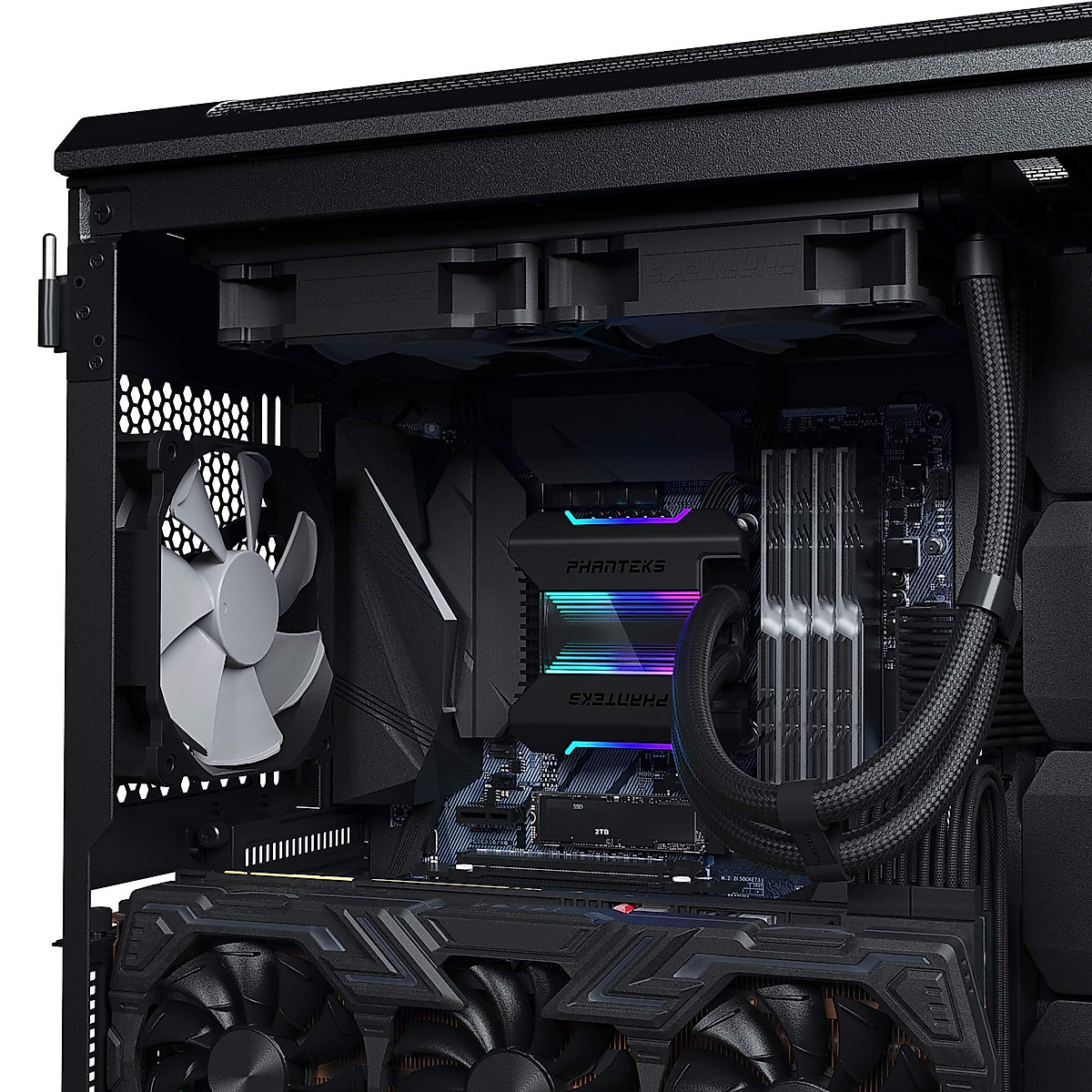 Phanteks (P-GO240MP_DBK01) Glacier One 240MP D-RGB AIO Liquid CPU Cooler, Infinity Mirror Pump Cap Design, 2X Silent 120mm MP PWM Fans, Black