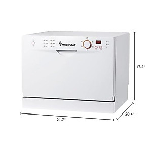 Magic Chef MCSCD6W3 6 Place Setting Countertop Dishwasher, White