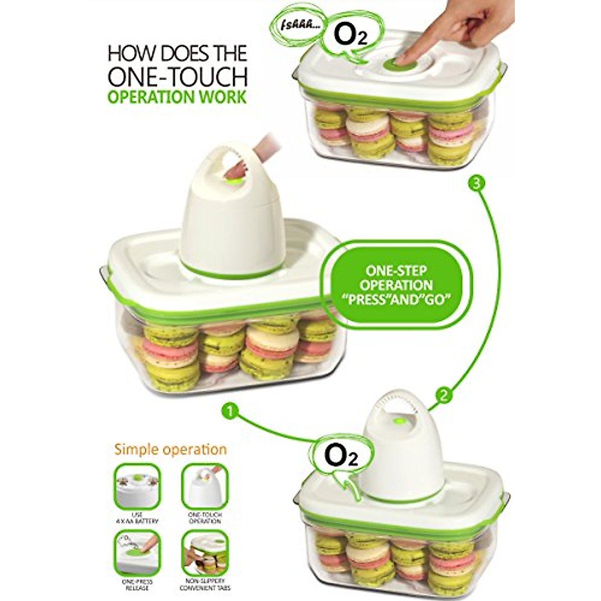 FOSa Vacuum Seal Food Storage System Reusable Container Starter Set with Vacuum and 2 Large Reusable containers