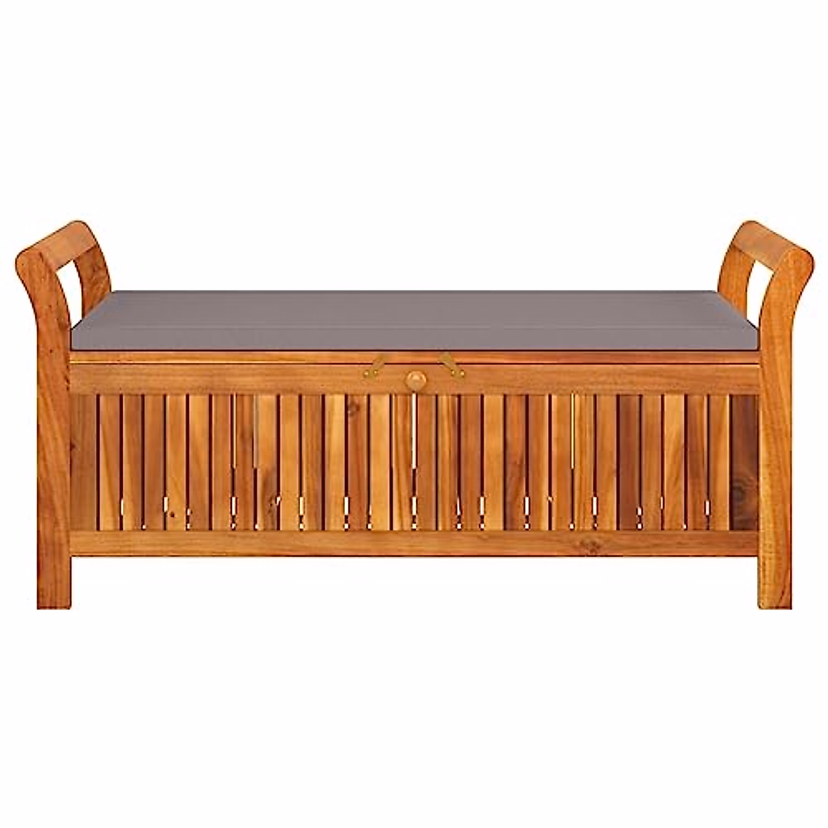vidaXL Solid Acacia Wood Patio Storage Bench with Cushion - Comfortable Seating - Durable & Robust - Brown Gray - Stylish Garden Furniture
