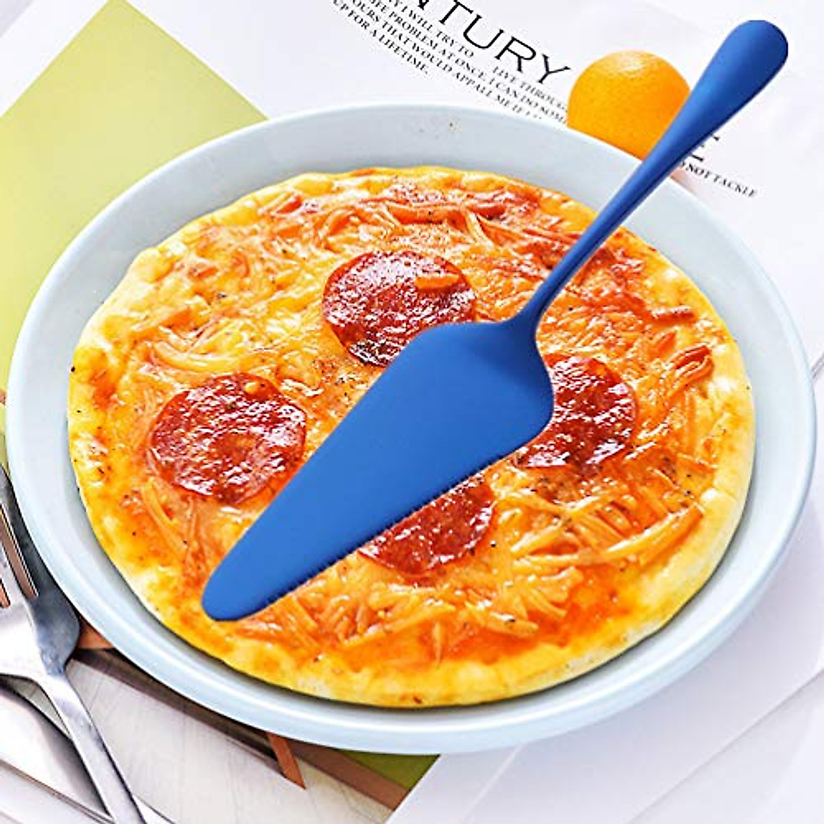 DOITOOL Stainless Steel Serrated Cake Shovel Cake Pie Pastry Server Serrated Spatula and Pizza Cut Turner Pie Server Spatula for Serving Platter, Cutting Dessert and Pizza Slicer