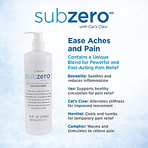 Sub Zero Cooling Pain Relief Gel, 16oz Bottle with Pump - Joint Relief and Nerve Pain Relief Cream for Muscle Deep Pain Relief and Arthritis Relief
