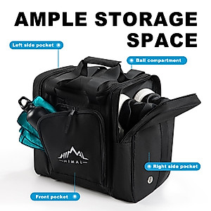 Himal Bowling Ball Bag for Single Sphere - Bowling Ball Tote Bowler's Bag with Padded Sphere Holder - Fits Bowler's Shoes Up to Mens Size 14