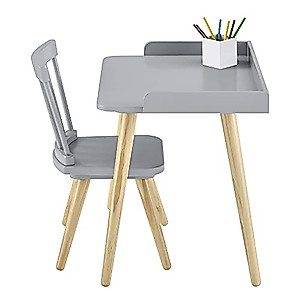Delta Children Essex Kids' Desk & Chair Set-Greenguard Gold Certified-Ideal for Arts & Crafts, Snack Time, Studying-for Ages 4 Years+, Grey/Natural