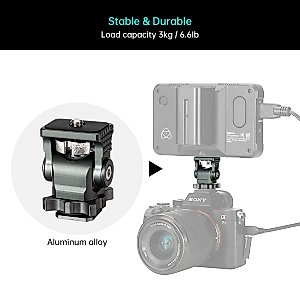 Field Monitor Holder Mount with Cold Shoe 1/4 Screw for 5 inch and 7 inch Monitor, LCD Field Monitor, LED Lights, Flash, Microphone, Gopro, Action Cam，Swivel and Tilt…