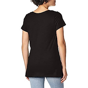 Hanes Women's Shirts, Slub Cotton Shirred V-Neck Tee, Cotton T-Shirts for Women, Women’s Tee Shirts