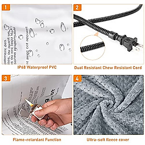 INVENHO Pet Heating Pad, Waterproof Adjustable Temperature Dog Cat Heating Pad with Timer, Indoor Pet Heating Pads for Cats Dogs Electric Pads for Dogs Cats, Pet Heated Pad (S: 18" x 16")