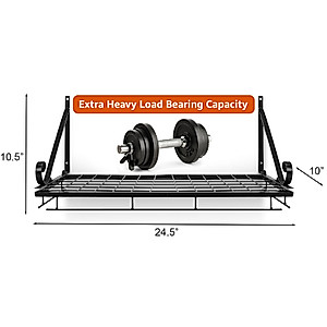 Sorbus Pots and Pan Rack — Decorative Wall Mounted Storage Hanging Rack — Multipurpose Wrought-Iron shelf Organizer for Kitchen Cookware, Utensils, Pans, Books, Bathroom (Wall Rack - Black)