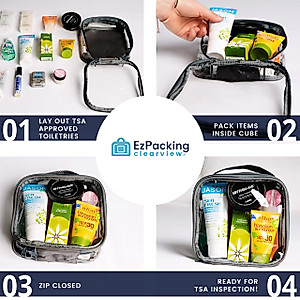 EzPacking Clear TSA Approved 3-1-1 Travel Toiletry Bag for Carry On/Quart Size Transparent Liquids Pouch for Airport Security/Reusable See Through Vinyl & PVC Plastic Organizer Men Women (Gray)