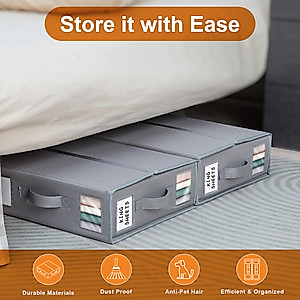 Goffing Foldable Bed Sheet Organizer for Easy Storage and Organization, 4-Pack Sheet Organizers and Storage Box for Bedsheets, Towels, Pillows, and Blankets