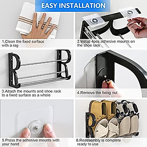 DEYILIAN Rack Holder Organizer 3 Pack, Wall Mounted with Sticky Hanging Mounts for Camper and RV Shoe Storage with Hooks No Drilling