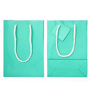 BLUE PANDA Small Teal Party Favor Gift Bags with Handles, Tissue Paper (5.5 x 7.9 In, 20 Pack)
