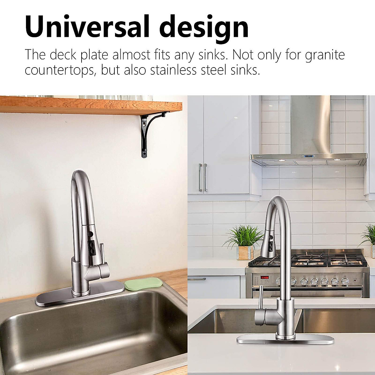 Sink Hole Cover, Escutcheon Plate Stainless Steel Deck Plate for 1 or 3 Hole Bathroom or Kitchen Sink Faucet Mixer Tap 10" Brushed Nickel