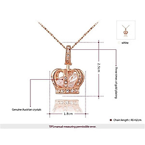 TIDOO Crown Jewelry Womens Queen and Pendant Necklace 3 Lays Rose Gold/Platinum Plated With Austrain Crystals