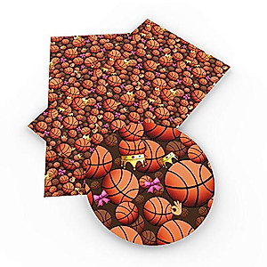 12x55 Inch Sports Printed Leather Sheets- Synthetic Leather Fabric for Wallpaper Coverings- Synthetic Leather Fabric for Bows DIY- Leatherette Fabric Sheets- Colorful Faux Leather Fabric (Style 9)