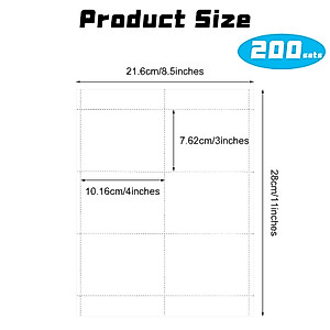 1200 Pcs Blank Printable Business Cards, 3 x 4, Perforated Cards Stock Paper for Inkjet and Laser Printers for School, Office, Party (6 up Each Page)