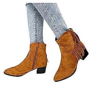 white boots short tassels heels retro chunky high breathable zipper boots platform heel non-slip white platform boots casual booties