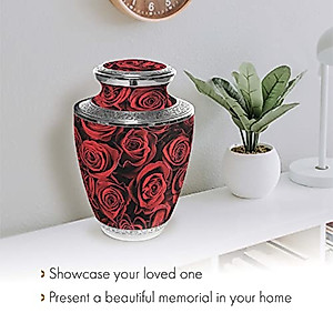 Crimson Rose Urns for Human Ashes Adult Female Large, XL or Small Urns for Human Ashes & Urns for Ashes Adult Female for Home or Burial - Rose Urn