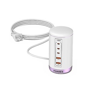 USB Charging Tower 100W, 5 Ports USB C Charger PD Port Fast Charging Station for Multiple Devices MacBook, Lenovo Laptop, iPhone 14/13/12 Pro Max, Samsung Galaxy, iPad, Nintendo Switch