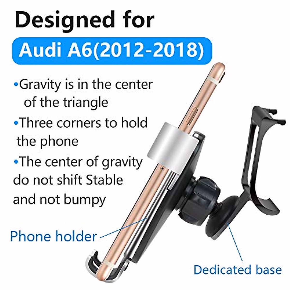 musttrue LUNQIN Car Phone Holder for 2012-2018 Audi A6 S6 A7 S7 RS6 RS7 Allroad Auto Accessories Navigation Bracket Interior Decoration Mobile Cell Mirror Phone Mount