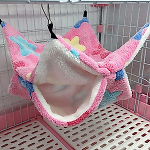 WODMB Small Pet Hammock Hanging Beds Cage Small Animal Hammock Comfortable Double-Layer Plush Cotton Hanging Cage (Color : A, Size : S Code)