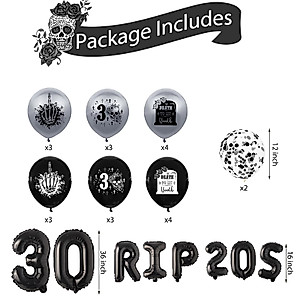 30th Birthday Decorations Set Rip to My 20s Birthday Decorations Death to My 20s Balloons Banner Fringe Foil Curtains Dearth to My Twenties Sash for My Funny Thirtieth Birthday Party
