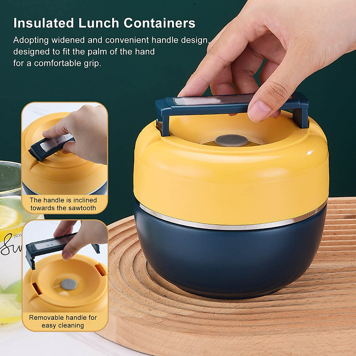 UPQRSG Stainless Steel Lunch Box, 0.8L Portable Food Warmer, 2 Layer Insulated Compartment Leakproof lunch Box, Food Jar Thermal Lunch Box