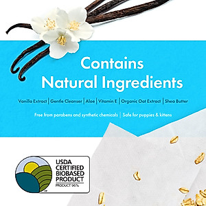 Petkin Plant-Based PetWipes, 200 Wipes, 6 Count - Biobased, Sustainable, Big & Thick Pet Wipes for Dogs & Cats - for Face, Paws, Ears, Body & Eye Area - Consciously Cleans & Conditions - Vanilla