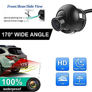 TIKSCIENCE Backup Camera Fit for Pickup Truck SUV Van RV DC 12-24V Cars Mini HD 360 Degree Rotatable Auto Multifunction Adjustable Camera, Black