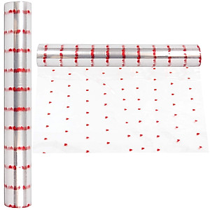 Cellophane Wrap Roll with Hearts | 100’ Feet Long X 16” Inch Wide | 2.3 Mil Thick Crystal Clear Cello with Hearts | Gifts, Baskets, Flowers, Treats, Cellophane Wrapping Paper| Hearts Design Cellophane for Birthdays, Holidays, Graduations |by Anapoliz