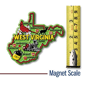 West Virginia Colorful State Magnet by Classic Magnets, 3.7" x 3.4", Collectible Souvenirs Made in The USA
