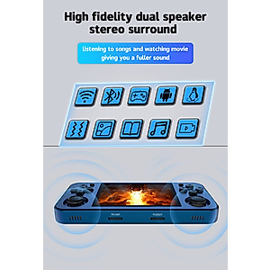 RG353M Handheld Game Console , Aluminum Alloy CNC Process Dual OS Android 11 + Linux System Support 5G WiFi 4.2 Bluetooth Built-in 64G SD Card 4452 Games(Blue)