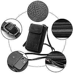 Tingya Small Crossbody Bag Cell Phone Purse Wallet with Credit Card Slots for Women (Black)