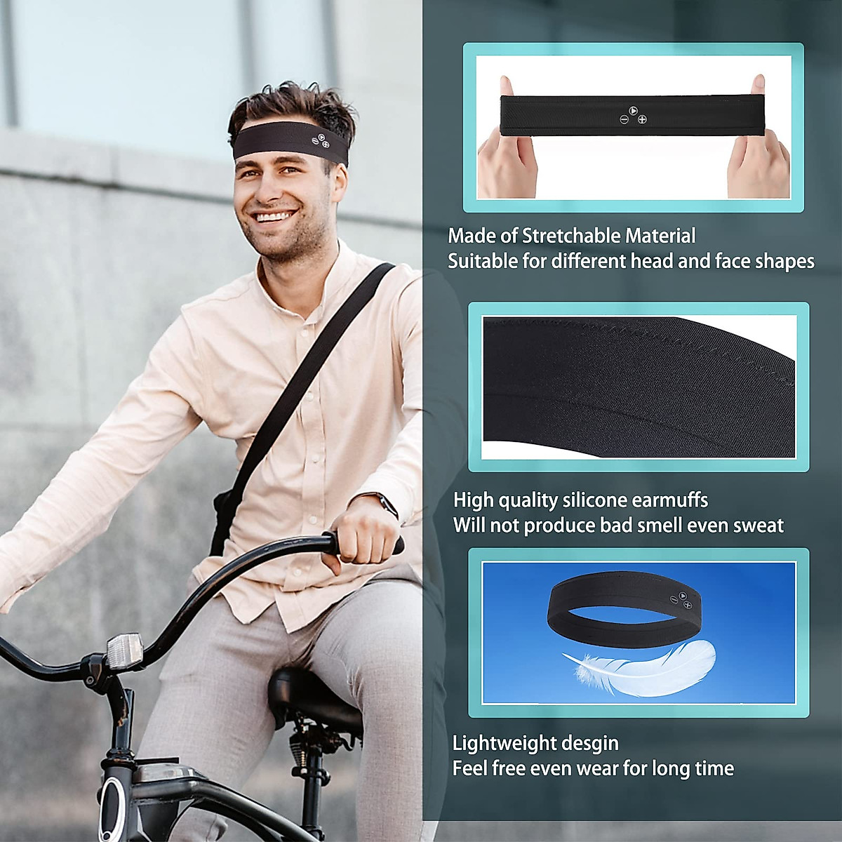 U/B Sleep Headset Headphone Headband Wireless for Side Sleepers Eye Mask Sports Adjustable Hand-Free Voice Control with HD Stereo Speaker for Workout Jogging Yoga Insomnia Air Travel Meditation