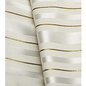 100% Wool Tallit Prayer Shawl in White and Gold Stripes Size 24" L X 72" W