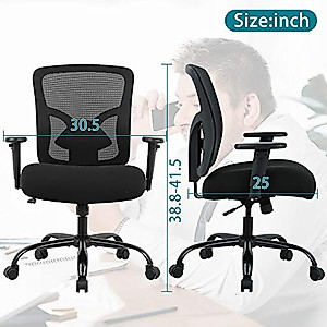 Big & Tall Office Chair Heavy Duty 400LBS Computer Desk Chair Ergonomic High Back Task Rolling Swivel Mesh Chair with Lumbar Support & Adjustable Armrest Modern Executive Chair for Women Men, Black