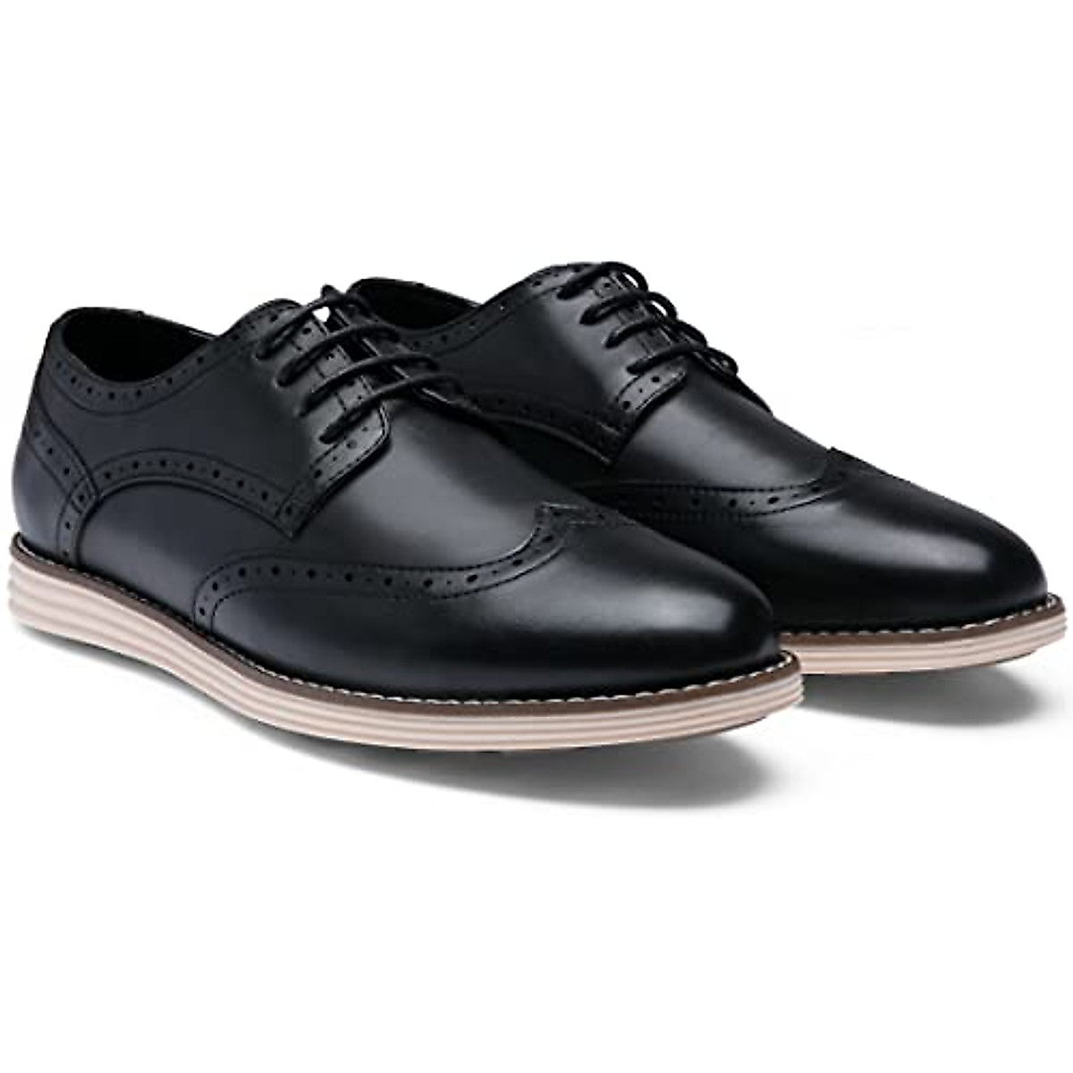 Vostey Men's Dress Shoes Black Casual Dress Shoes for Men Wingtip Oxford Shoes Business Dress Shoes (BMY617A Black 10.5)