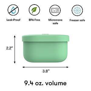 Omie OmieBox Silicone Leakproof Snack Containers To Go, Food Storage Containers with Lid, School Lunch Bento Container - BPA Free, Airtight, Dishwasher and Freezer Safe, Oven Safe - 9.4 ounces