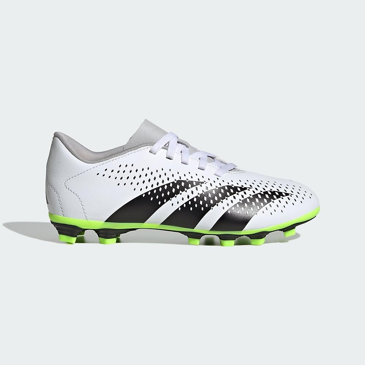 adidas Predator Accuracy.4 Firm Ground Sneaker, White/Core Black/Lucid Lemon, 12 US Unisex Little Kid