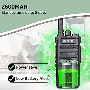 Retevis RB89 Walkie Talkies with Earpiece and Mic, Wireless Walkie Talkie, High Power GMRS, 2600mAh Battery, Two Way Radios Long Range Rechargeable for Construction, Hotels, School(4 Pack)