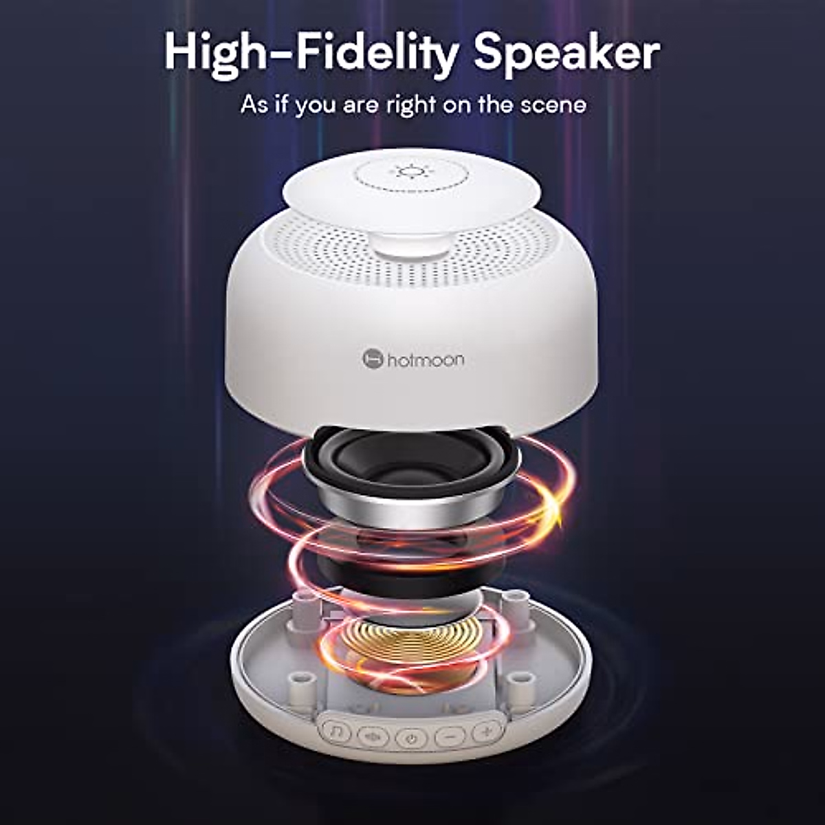 White Noise Sound Machines for Adults Sleeping, 300+ Soothing Smart Sounds Machines with Adjustable Night Lights for Baby, Hotmoon Mona Sound Machine Memory Function 3.5mm Headphone Jack Plug-in.