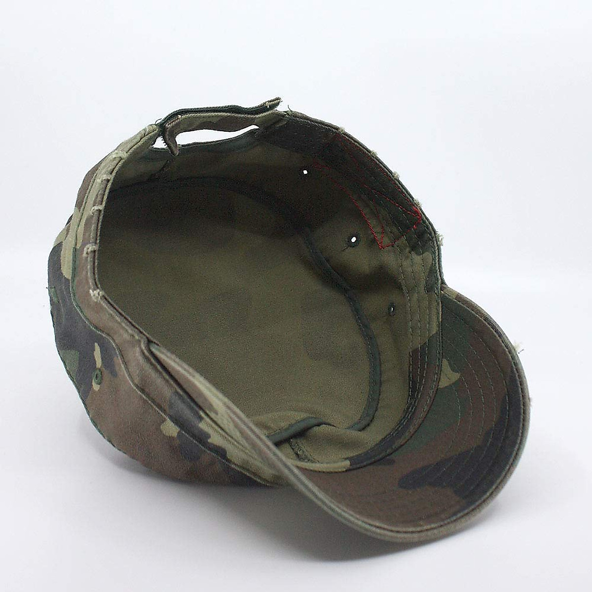 The Vintage Year Camouflage Army Outdoor Hunting Unstructured Adjustable Cadet Army Baseball Cap (Woodland Camo Frayed Cadet)