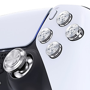 eXtremeRate Silver Metal Thumbsticks Dpad ABXY Buttons for PS5 Controller, Custom Replacement Aluminum Analog Thumbsticks & Action Buttons & Direction Keys for PS5 Controller - Controller NOT Included