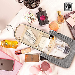 BOACAY Small Hanging Travel Toiletry Bag for Women and Men, Makeup Bag, Bathroom & Shower Organizer Kit for Accessories, Cosmetics, Travel Essentials