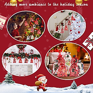 yeatem 24 Pieces Small Christmas Gift Bags, Christmas Gift Bags Bulk, Christmas Candy Bags,Drawstring Christmas Bags, Christmas Holiday New Year Party Favors, 8 Designs Organza Bags