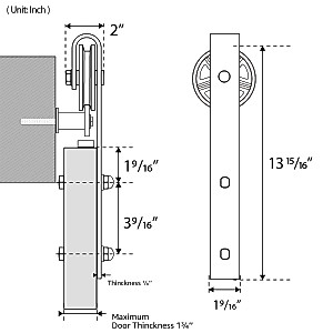SMARTSTANDARD Sliding Barn Door Hardware Hangers 2pcs (Black) (Big Wheel Hangers)
