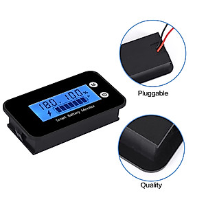 IPX7 Waterproof Battery Monitor with Bracket 7-100V,Car Motorcycle Golf cart Battery Meter Digital Battery Capacity Remaining Capacity Percentage Tester with Buzzer Alarm and Temperature