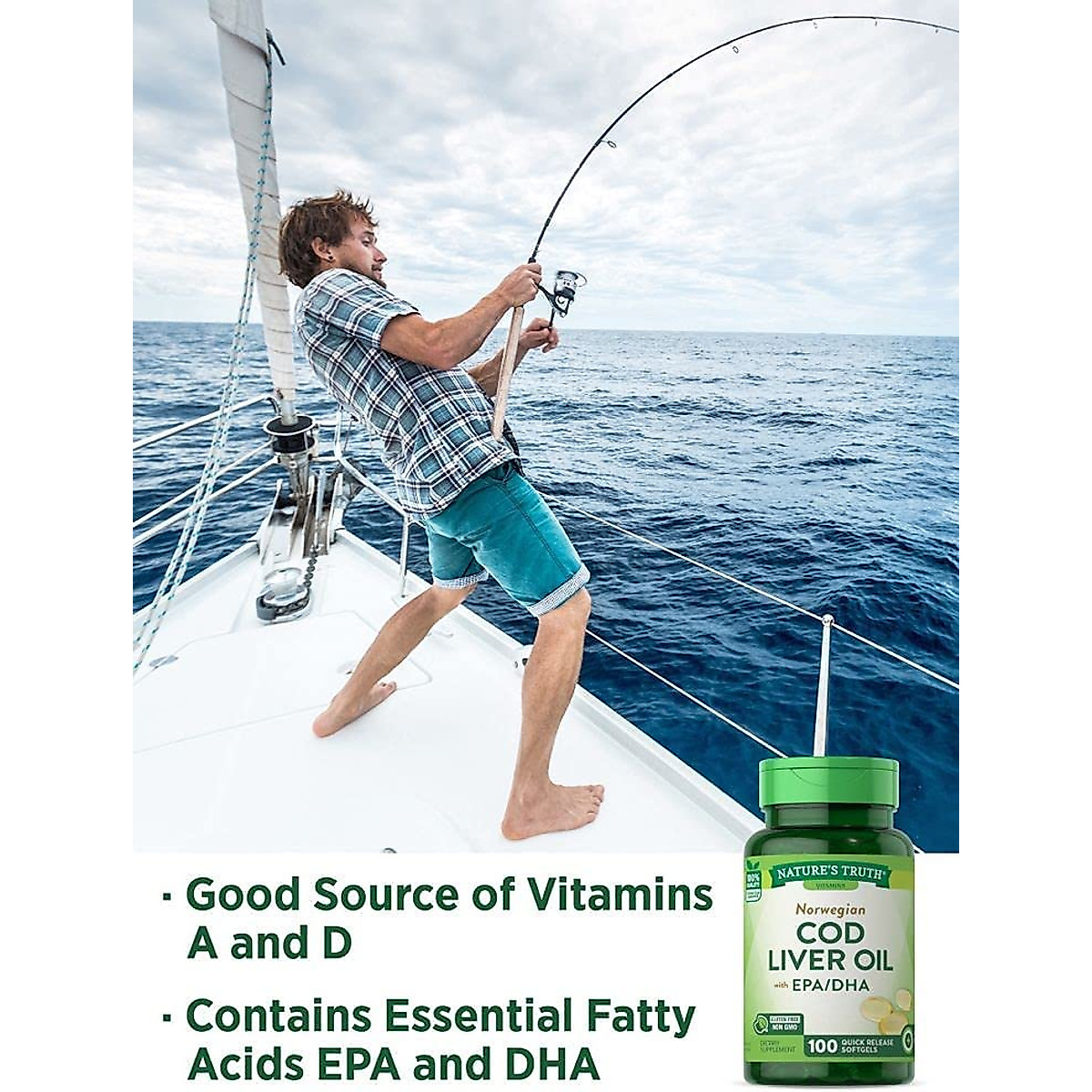 Nature's Truth Norwegian Cod Liver Oil Dietary Supplement - 100 Softgels, Pack of 6