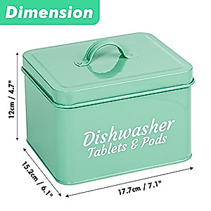 Webake Dishwasher Pod Container Tablet Holder, Farmhouse Metal Dishwasher Pods Storage Container with Lid for Kitchen Organization and Storage